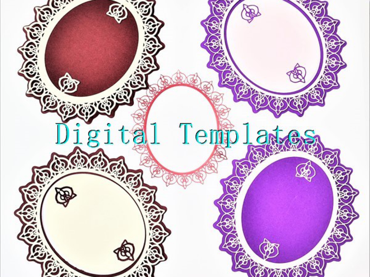 Four Orchid Oval Frames: Digital Template Bundle - Darina's Crafts