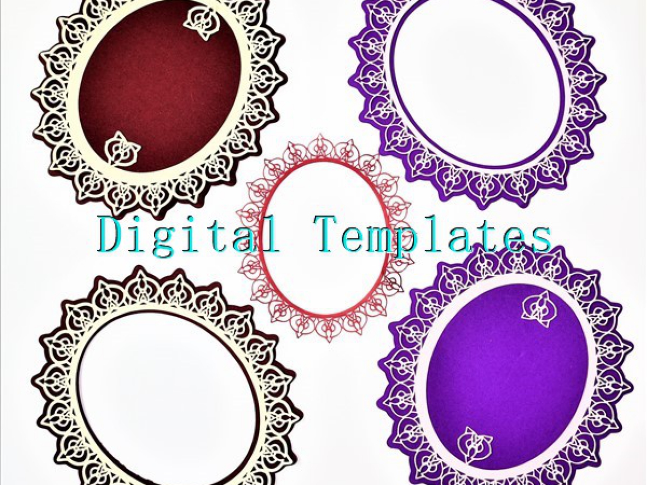 Four Orchid Oval Frames: Digital Template Bundle - Darina's Crafts