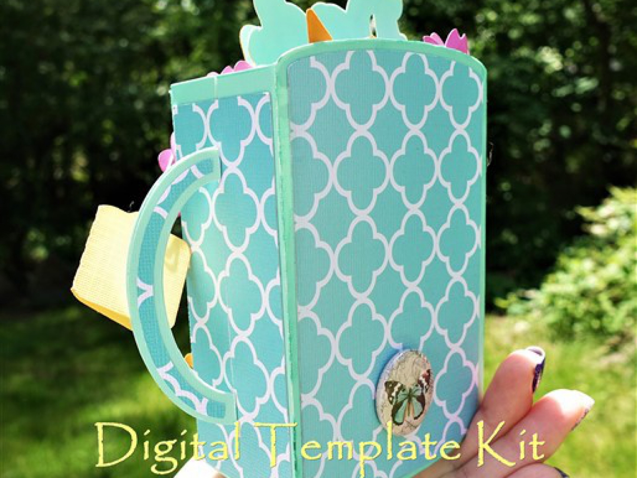 Mug Box Card Digital Template with a matching Rounded Square Envelope