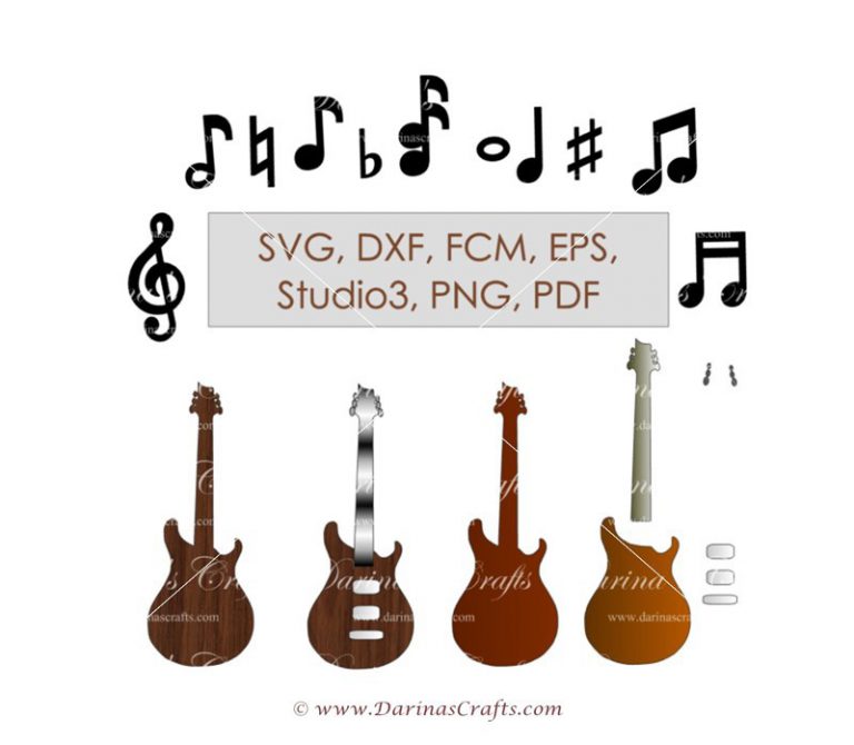 Guitar SVG Bundle – Includes Musical Notes SVG Digital Templates ...