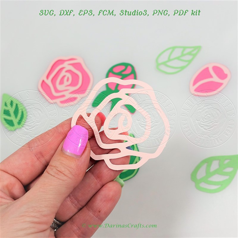 Vintage Rose Flowers SVG Template Kit - Darina's Crafts