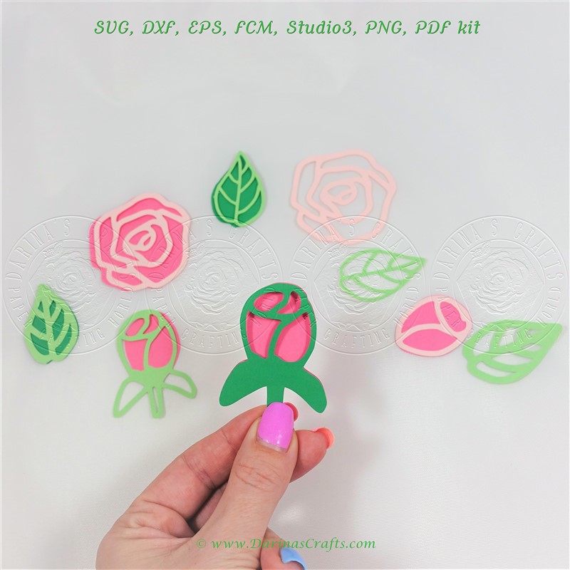Vintage Rose Flowers SVG Template Kit - Darina's Crafts