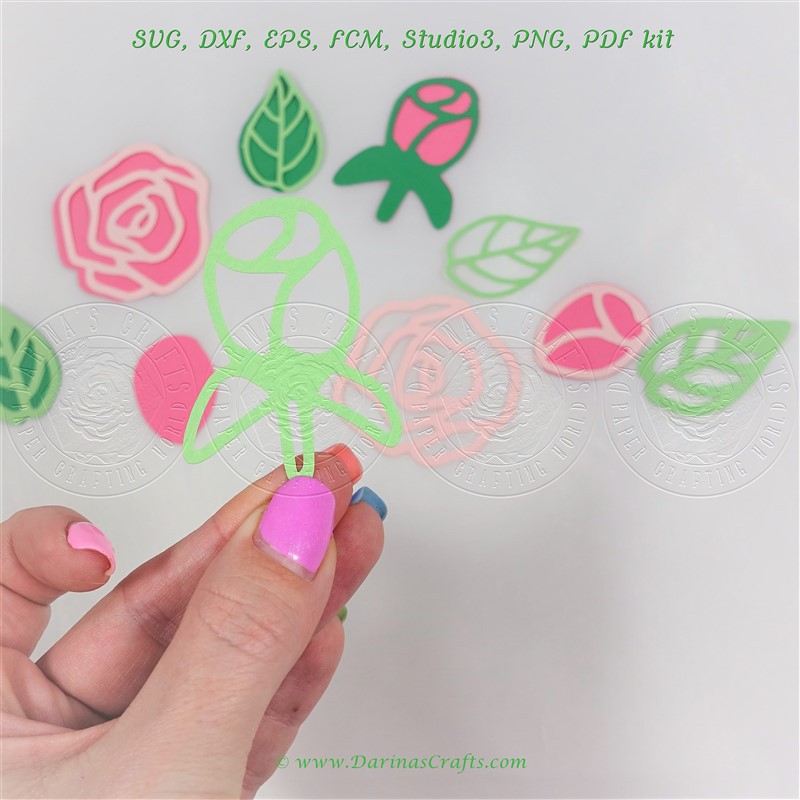 Vintage Rose Flowers SVG Template Kit - Darina's Crafts