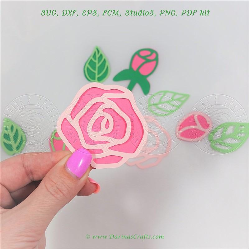 Vintage Rose Flowers SVG Template Kit - Darina's Crafts