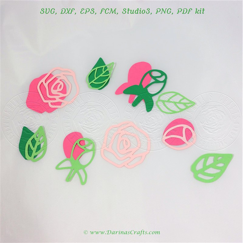 Vintage Rose Flowers SVG Template Kit - Darina's Crafts